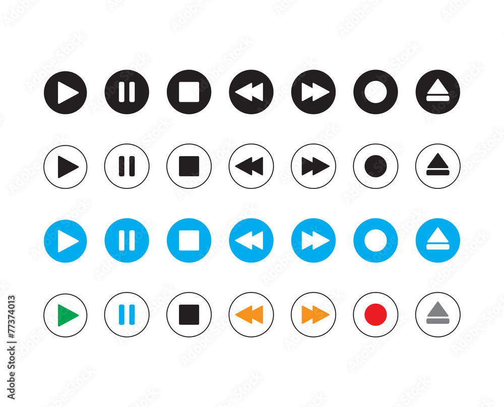 Media Player Buttons Stock Vector | Adobe Stock
