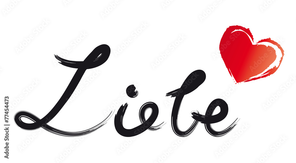 Handschrift - Schriftzug - Liebe Mit Herz, Handlettering, Lettering ...