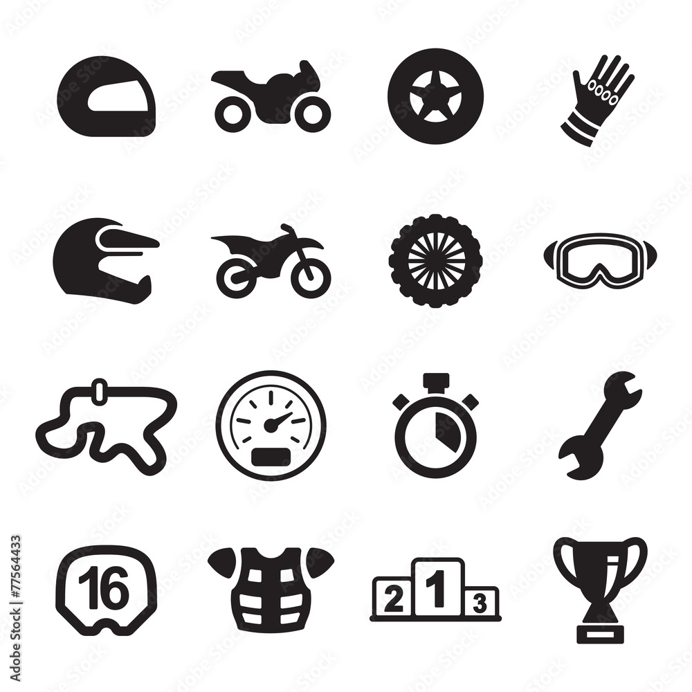 Motorcycle Racing Icons Stock Vector | Adobe Stock
