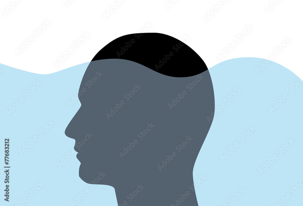 Subconscious mind concept with man face silhouette. Stock Vector ...