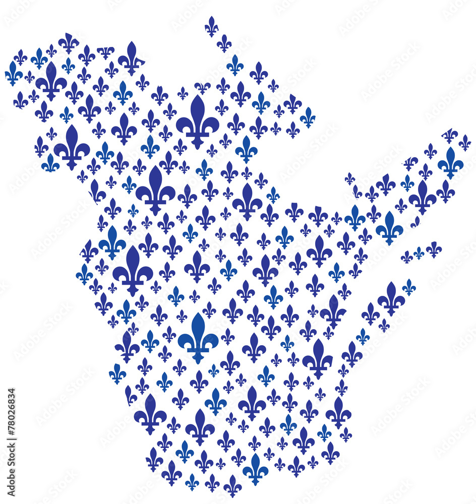 Quebec map with Fleur de Lys emblem pattern Stock Vector | Adobe Stock