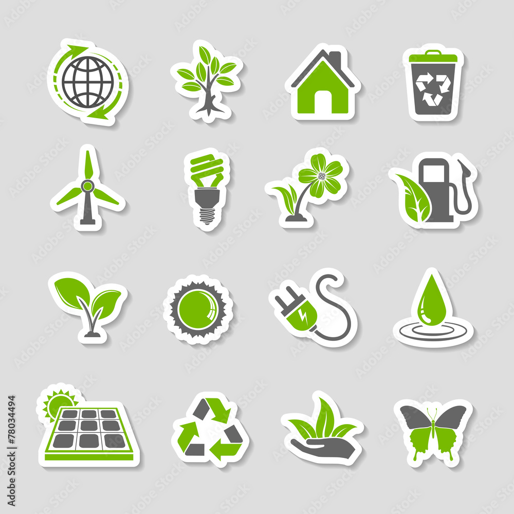 Environment Icons Sticker Set Stock Vector | Adobe Stock