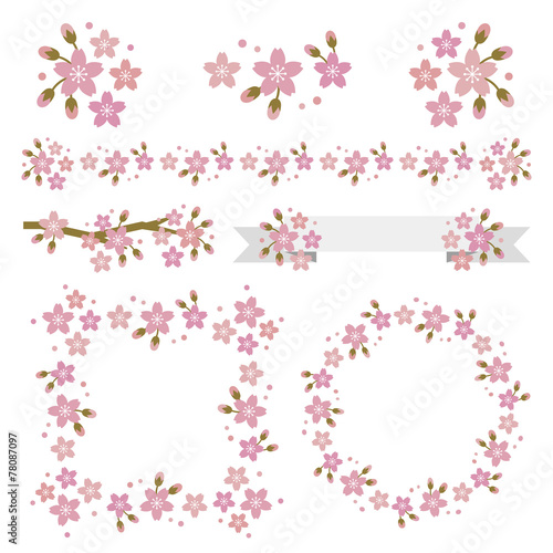 Sakura frame,border line and banner Stock Vector | Adobe Stock