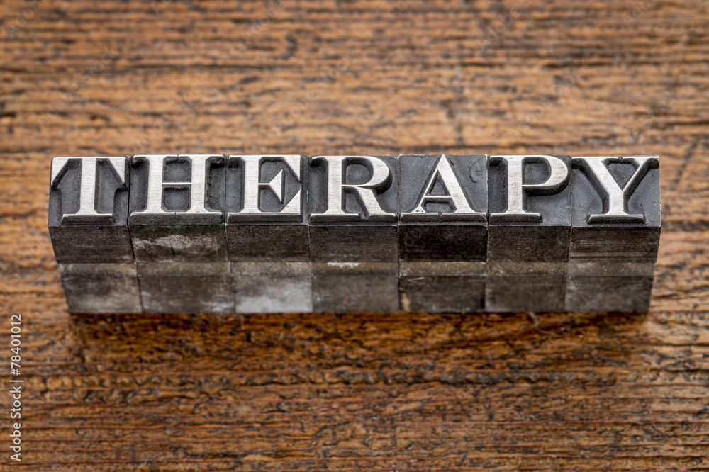 therapy word in metal type Stock Photo | Adobe Stock