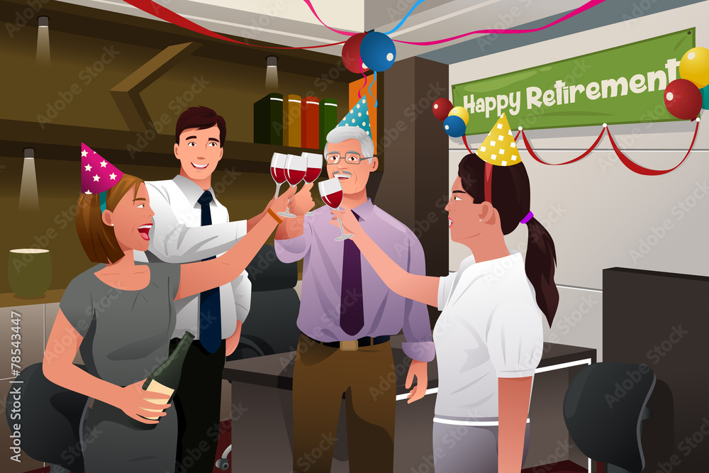 Employees in the office celebrating a happy retirement party of Stock ...