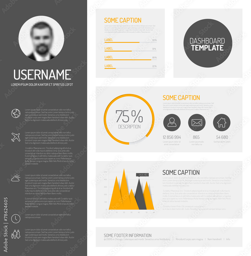 Simple profile dashboard template Stock Vector | Adobe Stock