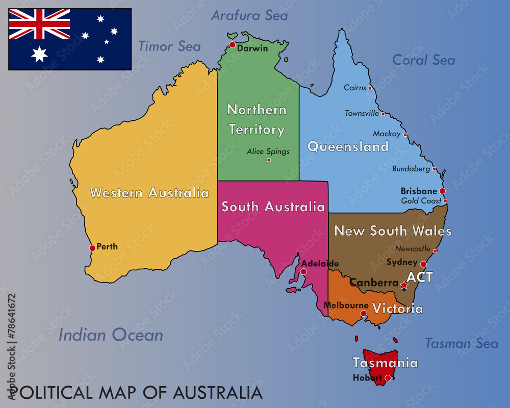 Political Map of Australia Stock Vector | Adobe Stock