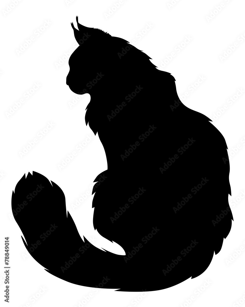 Furry cats silhouette Stock Vector | Adobe Stock