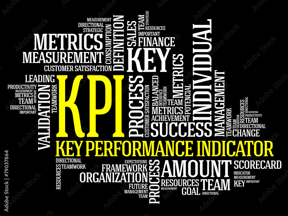 KPI - key performance indicator word cloud, business concept Stock ...