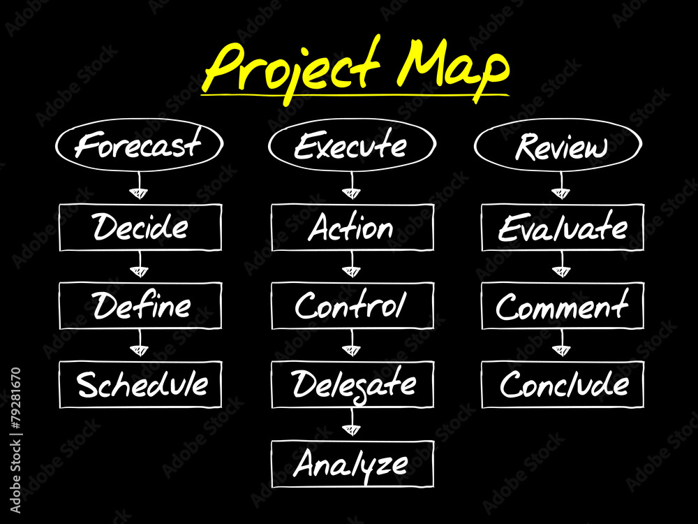 PROJECT MAP flow chart, business concept process Stock Vector | Adobe Stock