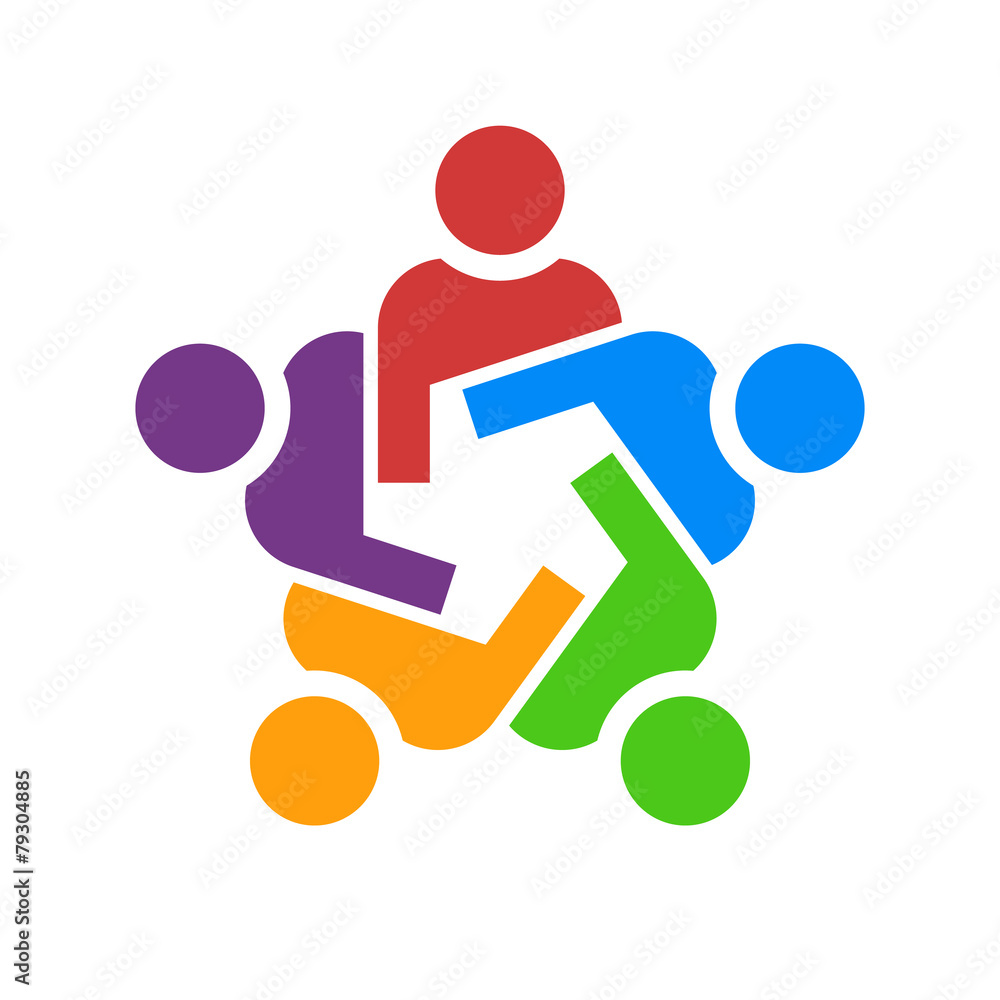Teamwork of gear people logo Stock Vector | Adobe Stock