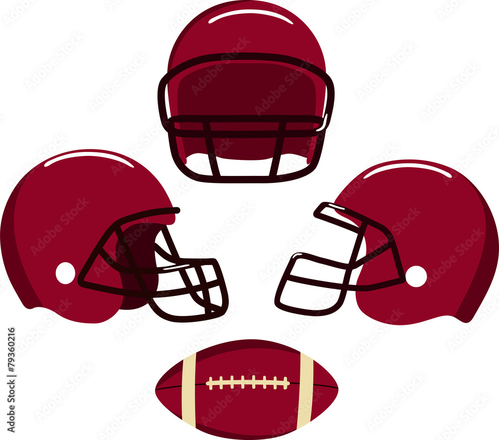 American football helmets and ball. Vector illustration Stock Vector ...