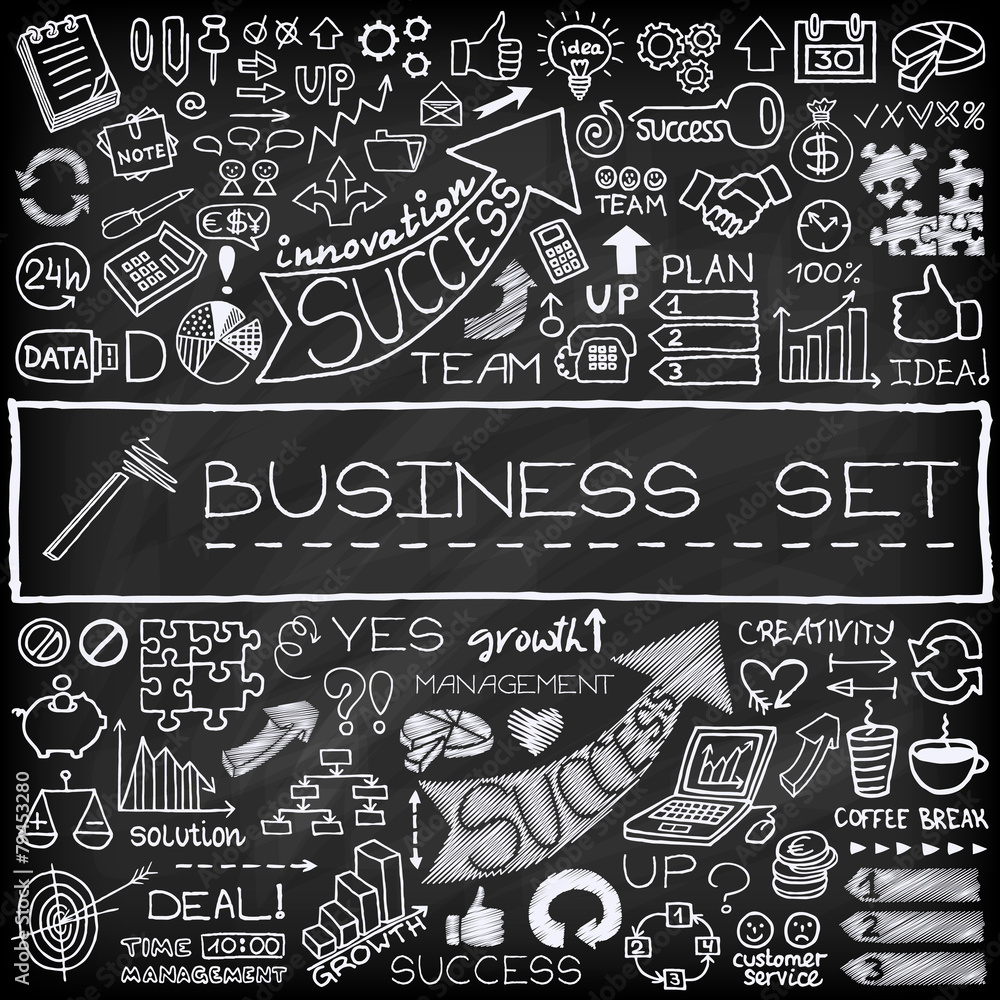 Hand drawn business icons set Stock Vector | Adobe Stock