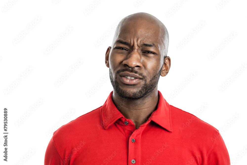 Uncertain black man portrait Stock Photo | Adobe Stock