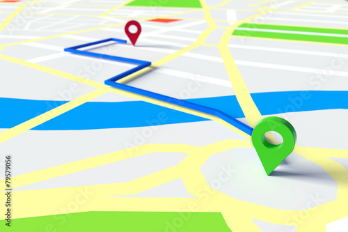 Start und Ziel einer Navigation mit GPS – Stock-Illustration | Adobe Stock