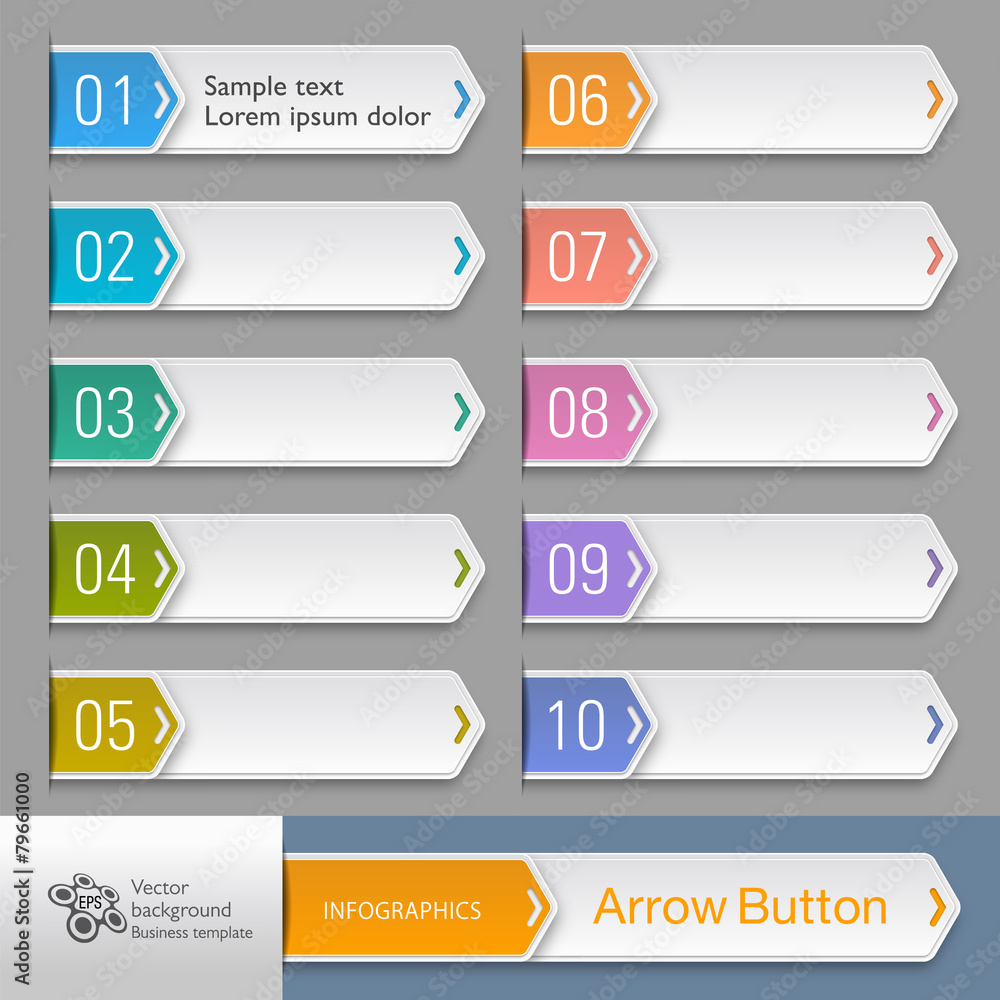 Infographics Vector Arrow Buttons Stock Vector | Adobe Stock