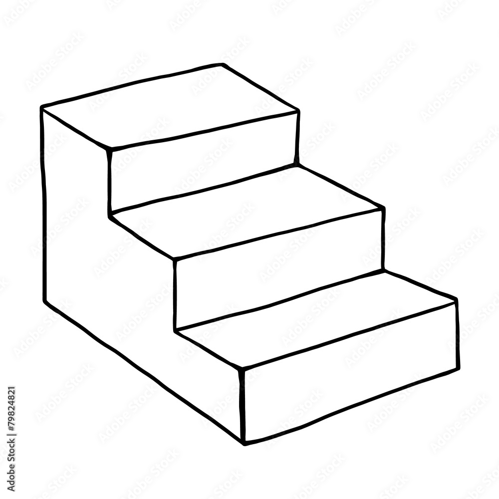 three steps stair drawing Stock Vector | Adobe Stock