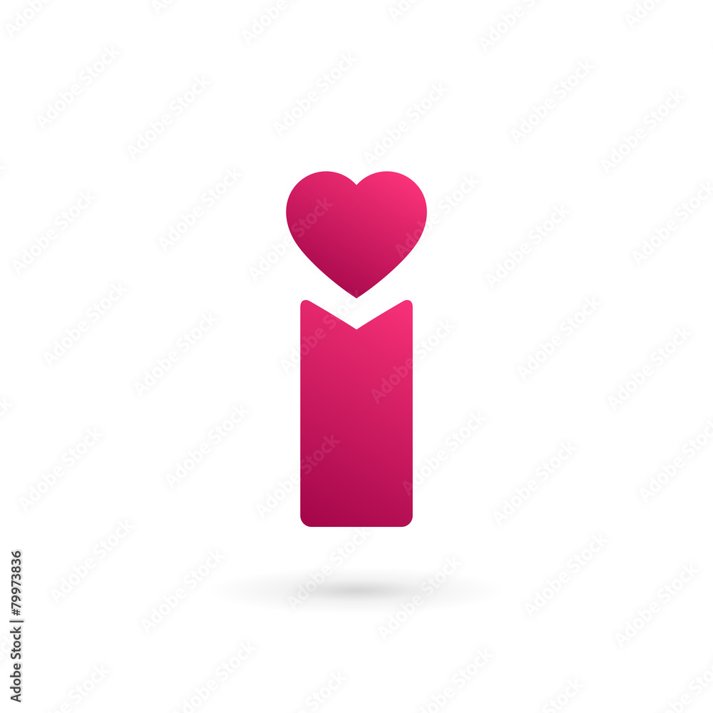 Letter I heart logo icon design template elements Stock Vector | Adobe ...