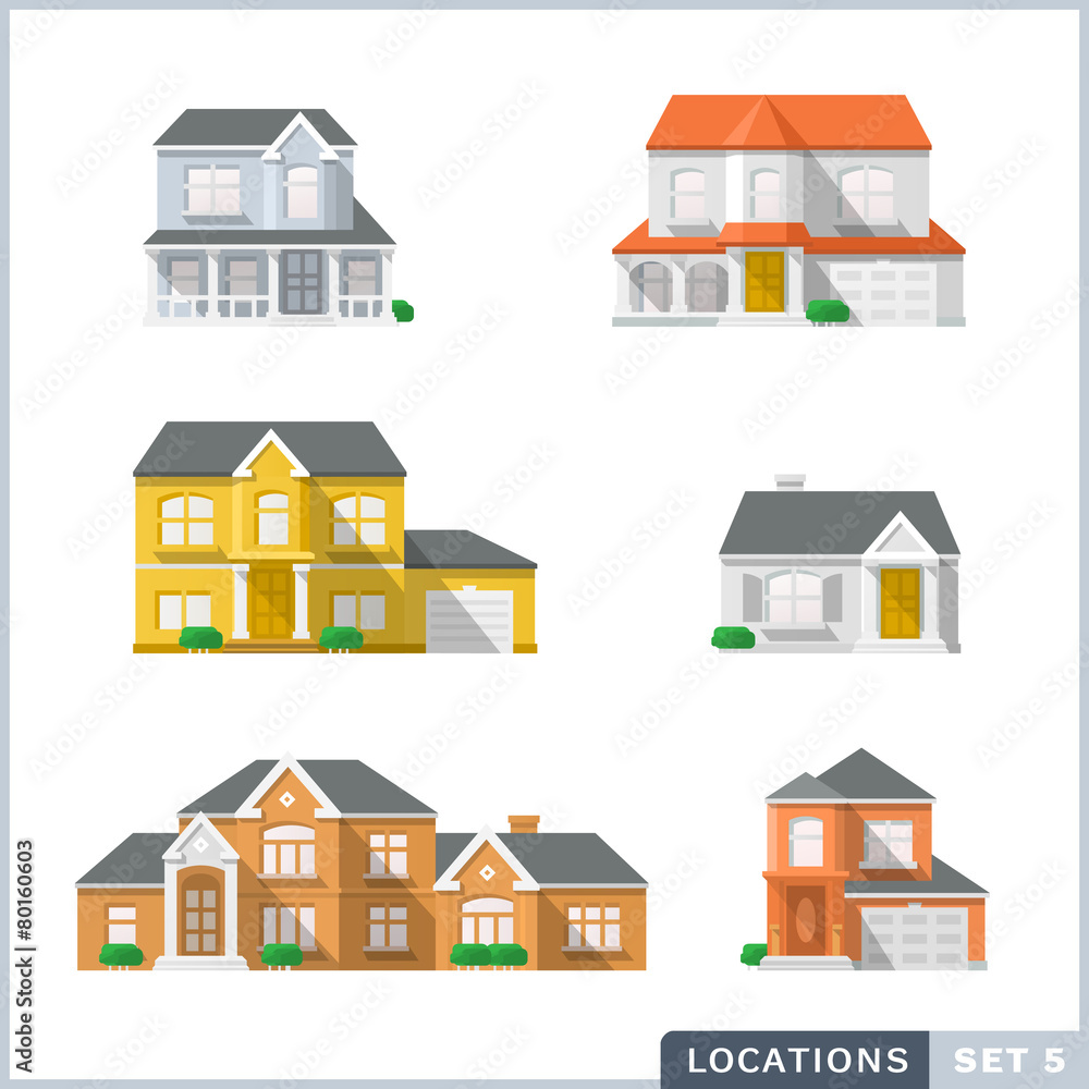 House icon set 1, Private residential architecture. Stock Vector ...