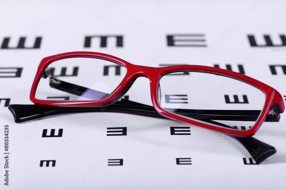 eyeglasses and eye chart Stock Photo | Adobe Stock