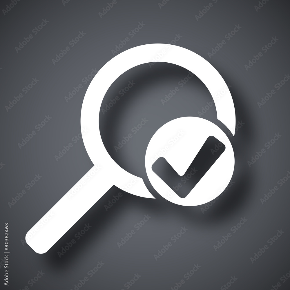 Vector magnifier sign with check mark icon Stock Vector | Adobe Stock