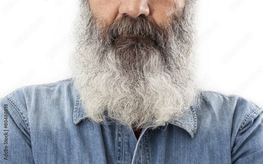 Half senior face with long white beard Stock Photo | Adobe Stock