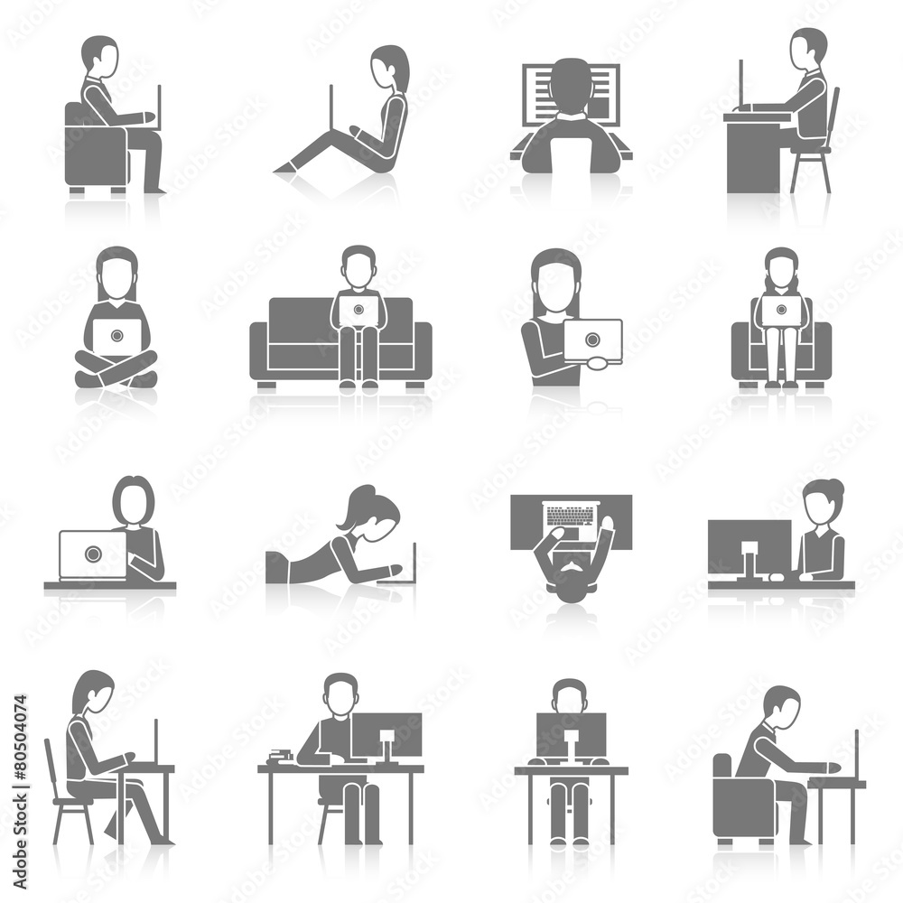 Stock-Vektorgrafik „Computer Working Icons Set“ | Adobe Stock