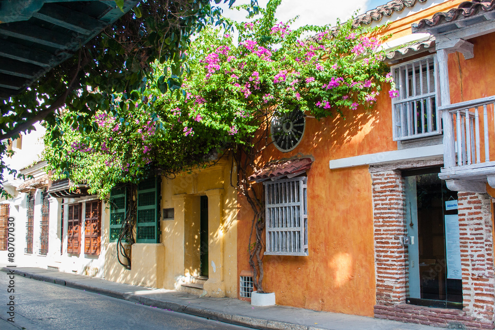 Foto de Stock Hermosas calle y fachadas de las casas coloniales de la ...