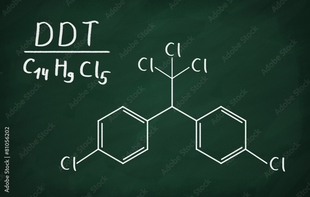 Illustration Stock Chemical formula of DDT on a blackboard | Adobe Stock