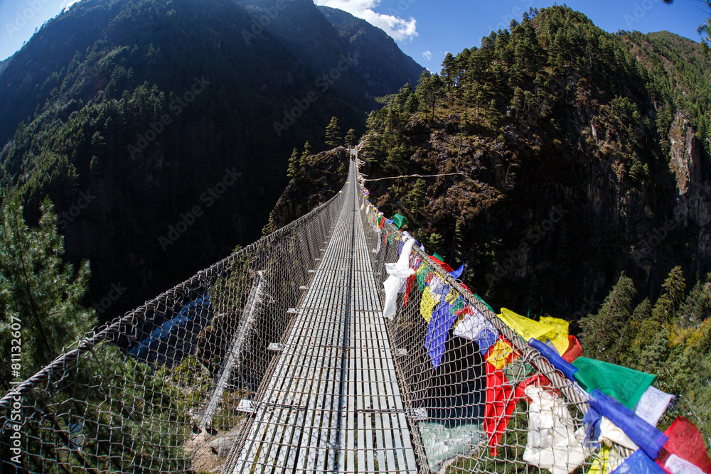 Bridge in Himalayan mountains Stock Photo | Adobe Stock