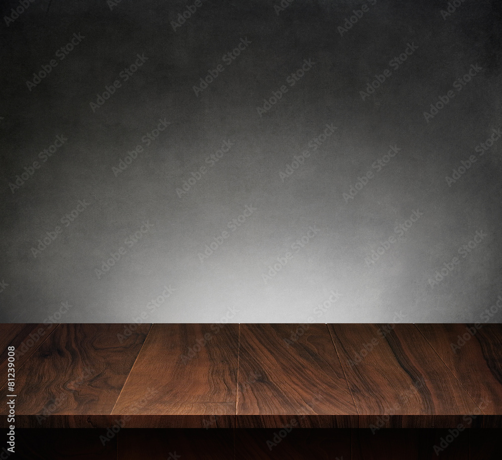 Wood table with dark concrete texture background Stock Photo | Adobe Stock