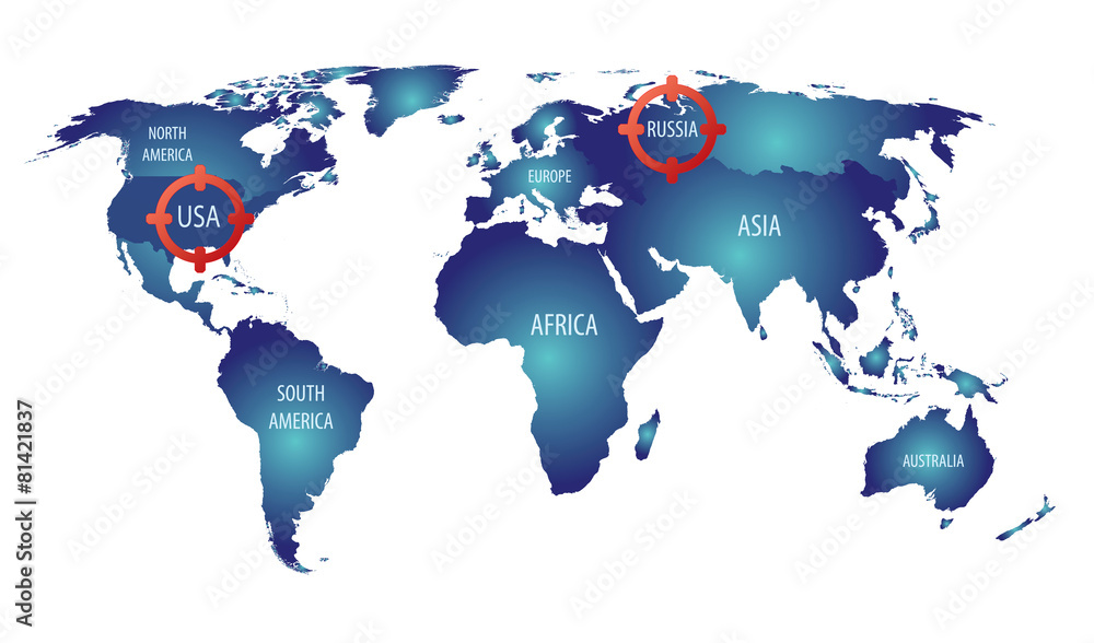 World Map - Russia and USA targets, cold war Stock Vector | Adobe Stock