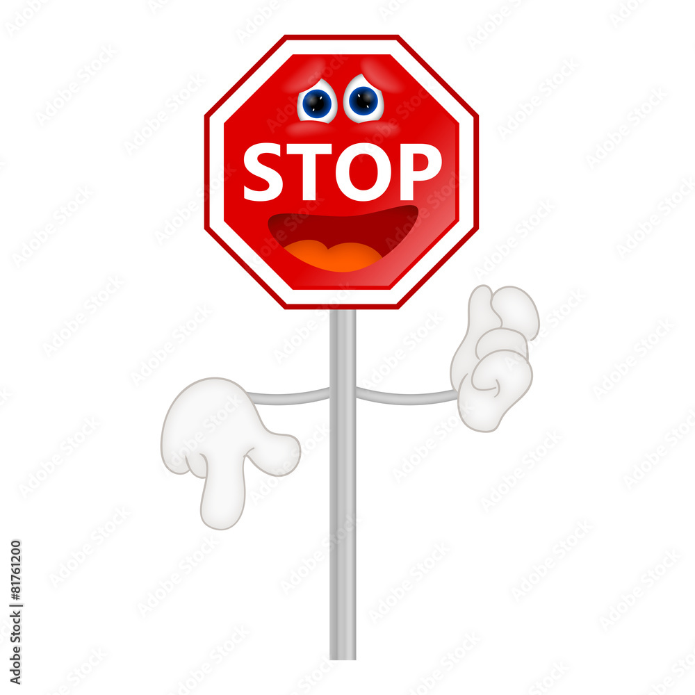 Funny stop sign traffic attention cartoon comic illustration Stock ...