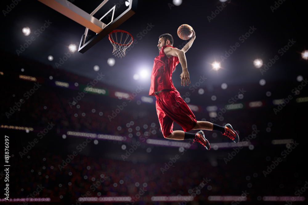 red Basketball player in action Stock Photo | Adobe Stock
