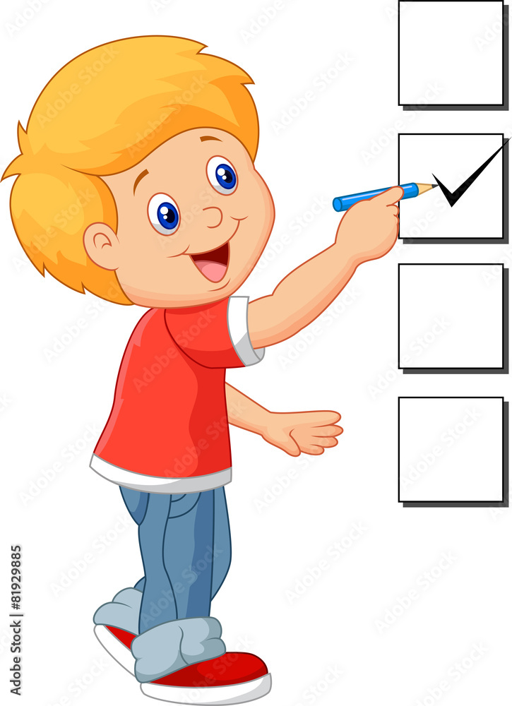 Cartoon boy with checklist Stock Vector | Adobe Stock