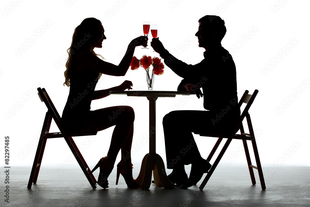Couple Having Dinner With Wine Glass On Table Stock Photo | Adobe Stock
