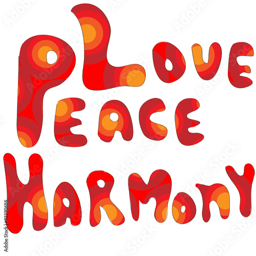 Love Peace Harmony letters writing doodle drawing Stock Vector | Adobe ...