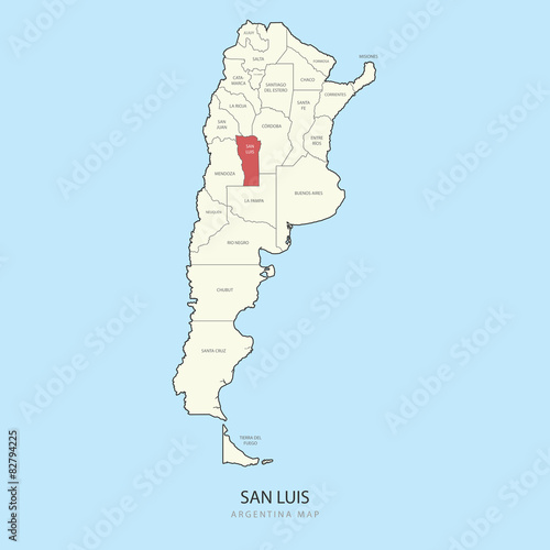San Luis Argentina Map Region Province Vector Illustration Stock Vector ...