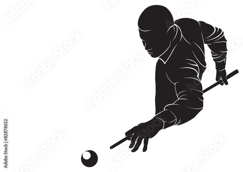 Billiards player. Vector silhouette, isolated on white - Buy this stock ...