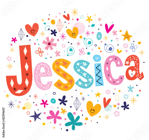 Jessica girls name decorative lettering type design Stock Vector ...