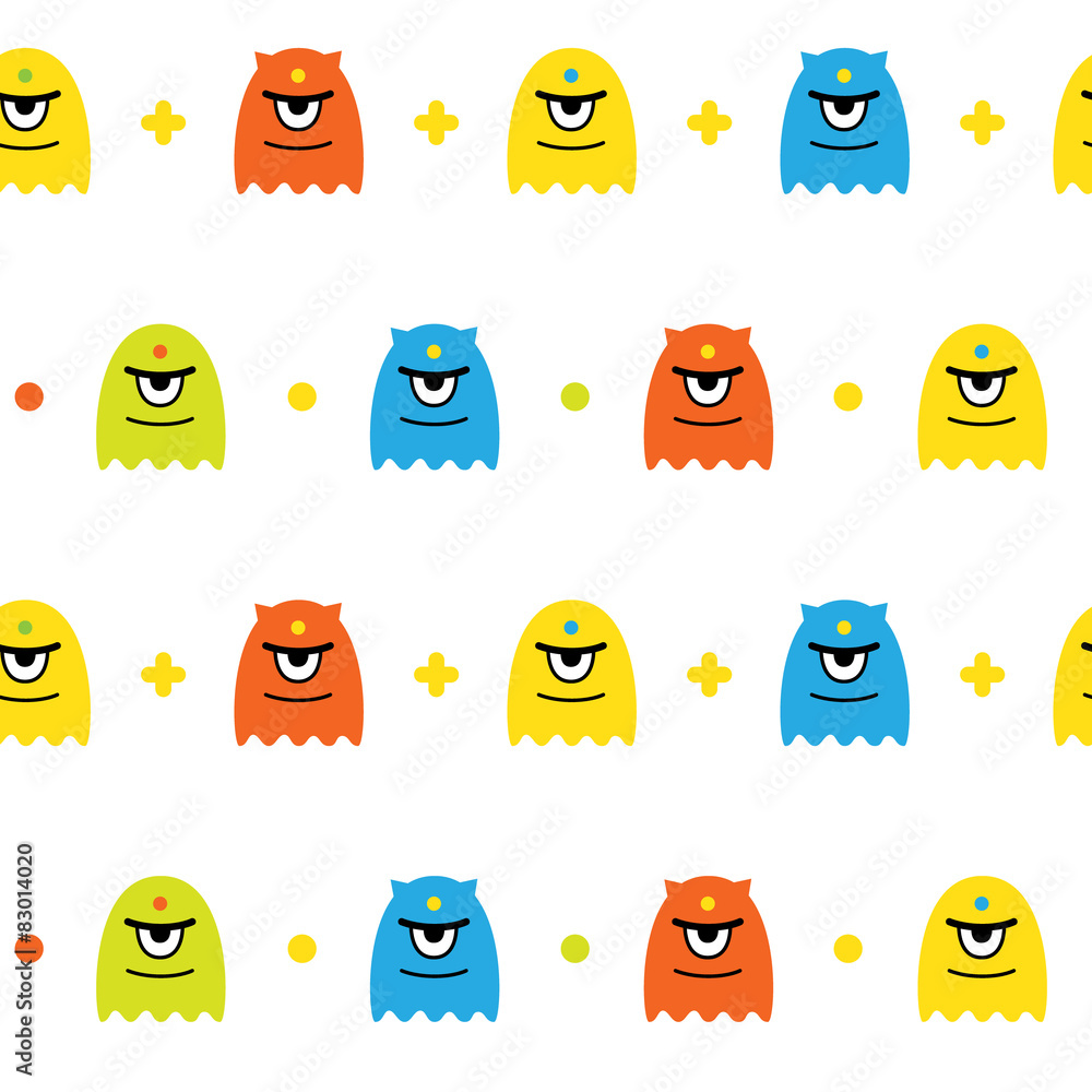Vector background with cute monsters Stock Vector | Adobe Stock