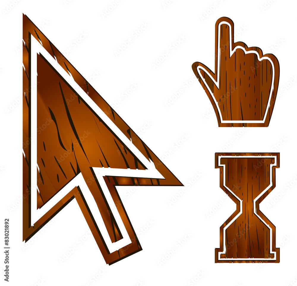 Wood Cursor Icons. Vector Illustration Stock Illustration | Adobe Stock