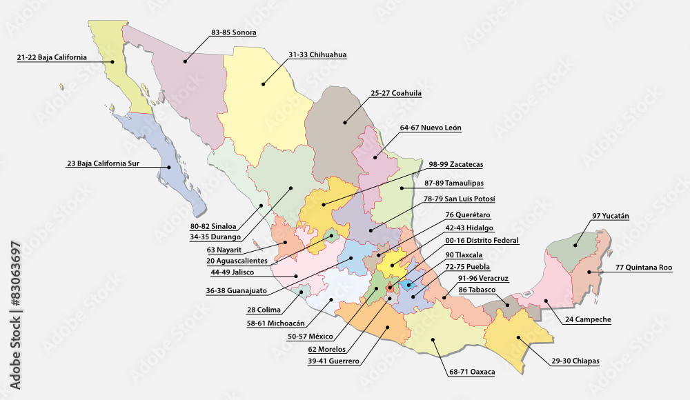 Vector De Stock Mexico Postal Code Areas Map Adobe Stock Vector De Stock Mexico Postal Code Areas Map Adobe Stock
