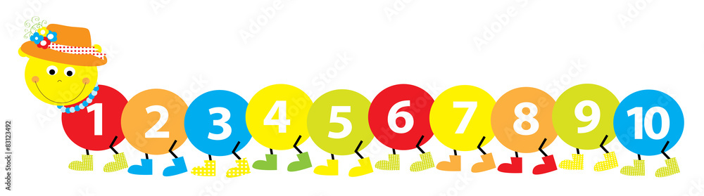 Smiling cartoon caterpillar with numbers 1-10 / vectors Stock Vector ...