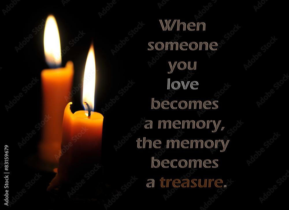 Candles burning and a nice quote about memories. Stock Photo | Adobe Stock