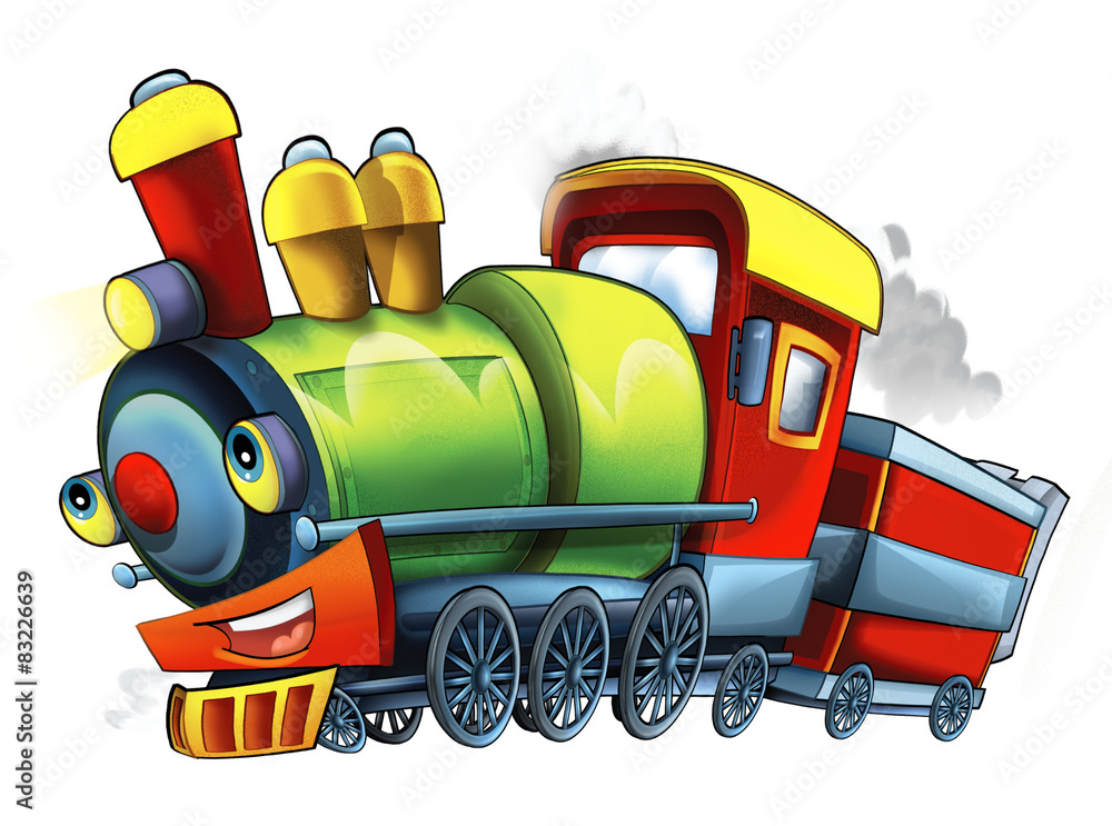 Cartoon steam train - caricature - illustration Stock Illustration ...
