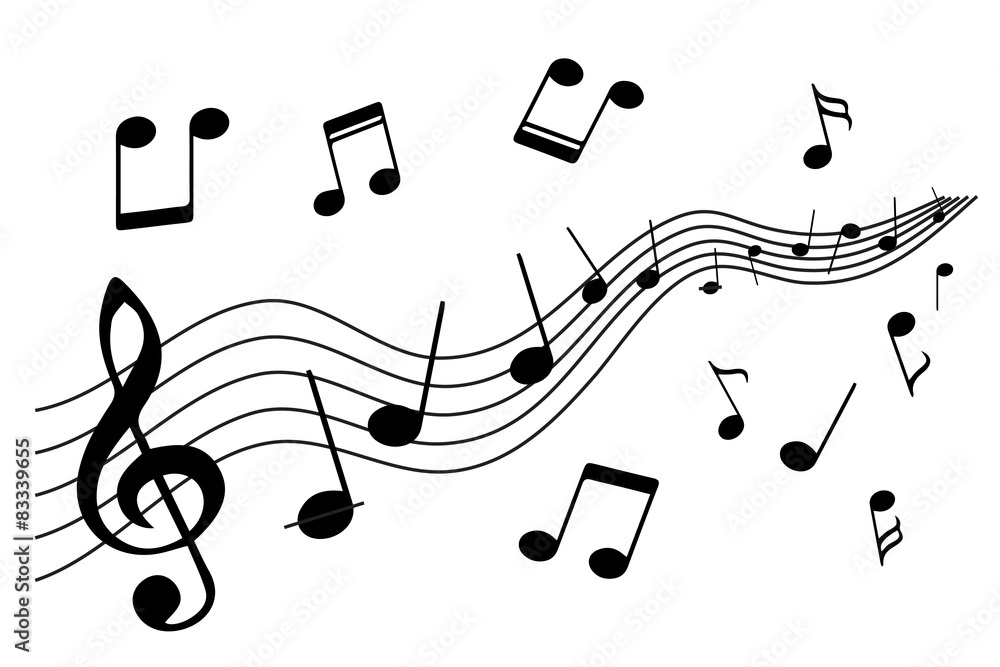 moving musical notes Stock Vector | Adobe Stock