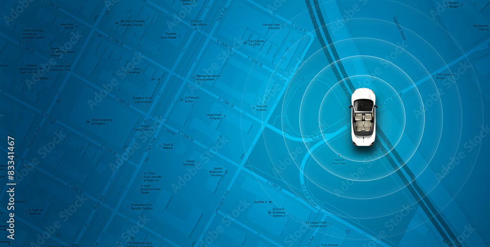 Blue map with car signal background Stock Photo | Adobe Stock