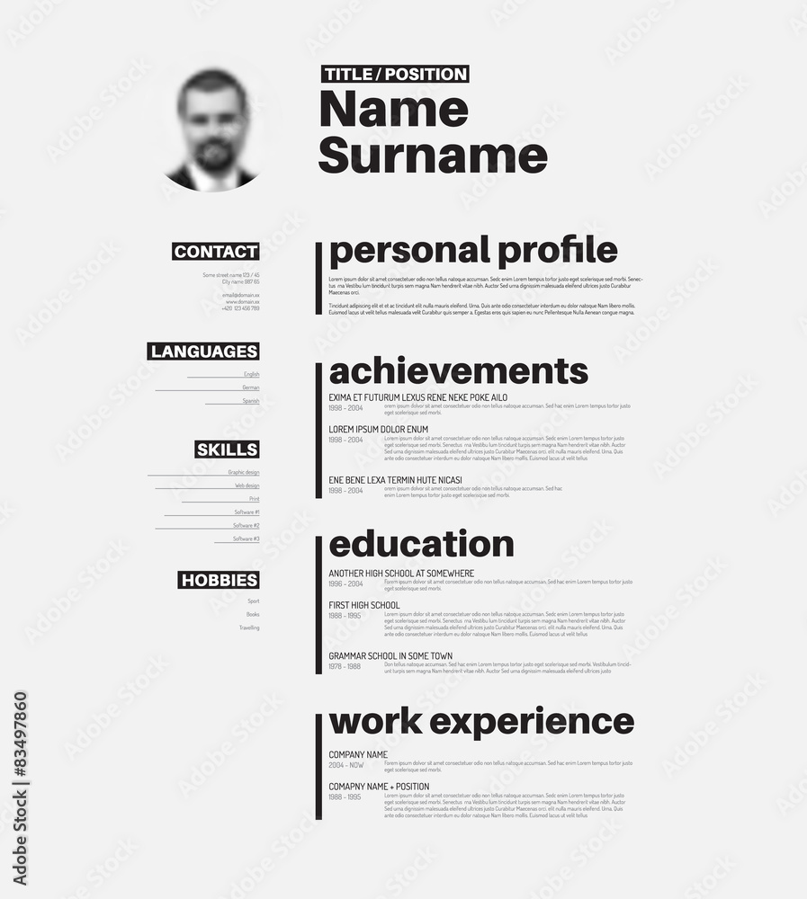 cv / resume template with nice typography Stock Vector | Adobe Stock