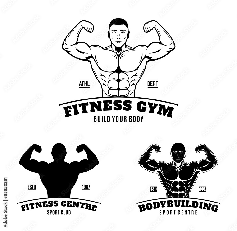 Bodybuilding and Fitness Gym Logos and Emblems Stock Vector | Adobe Stock